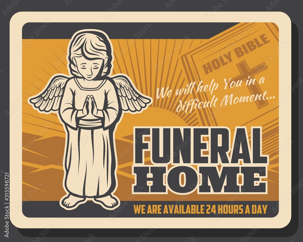 Funeral service, burial and farewell ceremony organization agency retro ...