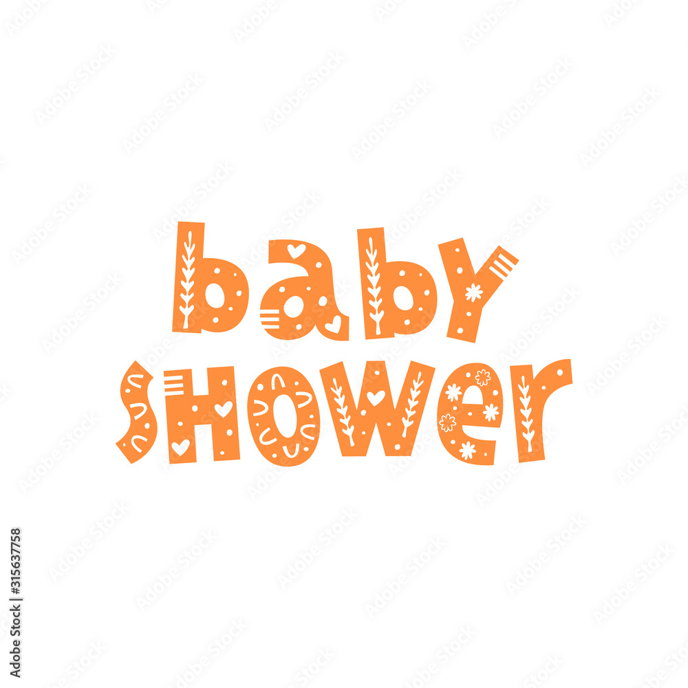 Baby Shower Hand Drawn Lettering With Decor Baby Shower Newborn