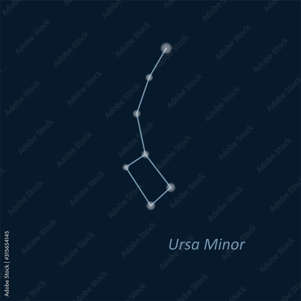 Science astronomy, star chart on deep blue background. Ursa Minor ...