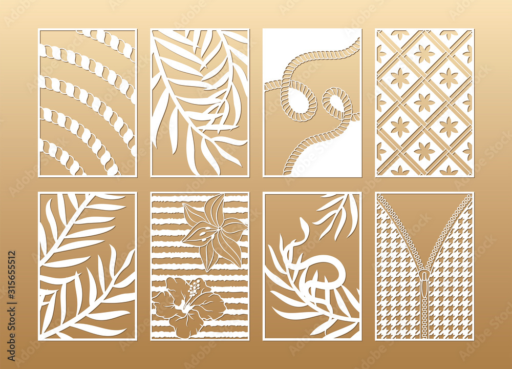 Стоковое векторное изображение «8 Laser cut vector panels (ratio 2:3 ...