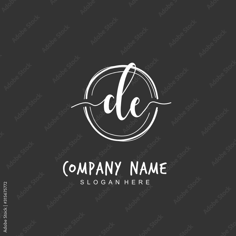Handwritten initial letter D E DE for identity and logo. Vector logo ...