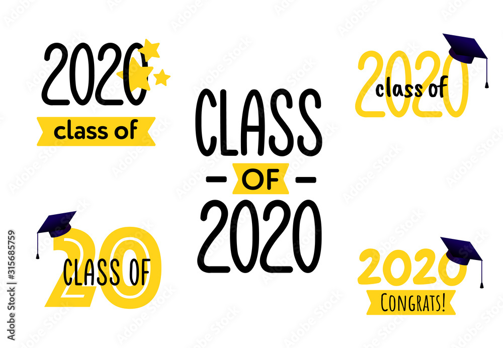 Class of 2020. Set of logos for congratulation to Graduates. Happy ...