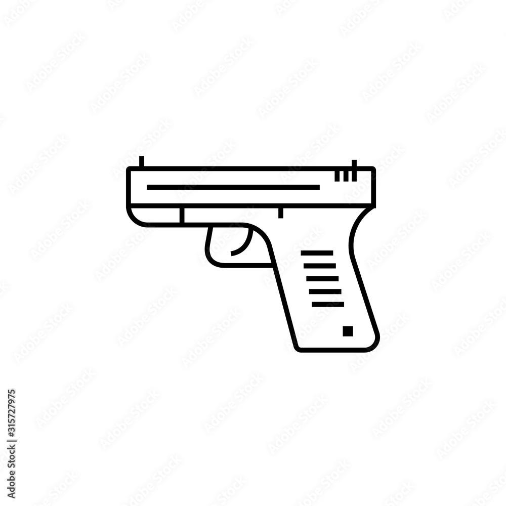 Vector de Stock gun, murder, kill, pistol, weapon line icon. Elements ...
