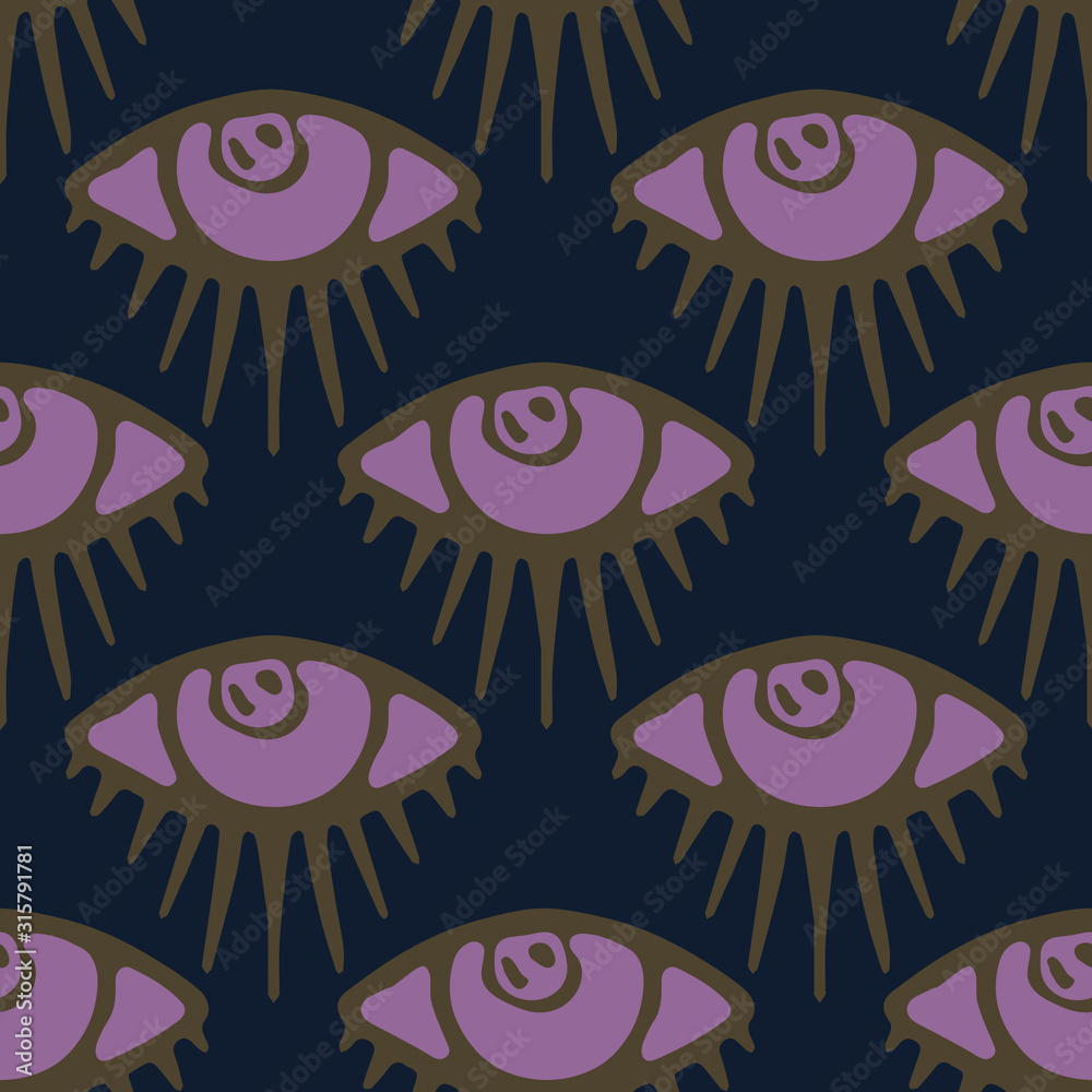 Dark hand drawn magic third eye seamless pattern. Spiritual magical ...