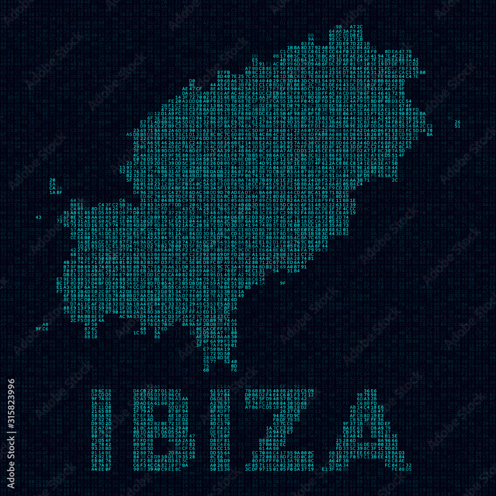 Ibiza tech map. Island symbol in digital style. Cyber map of Ibiza with ...