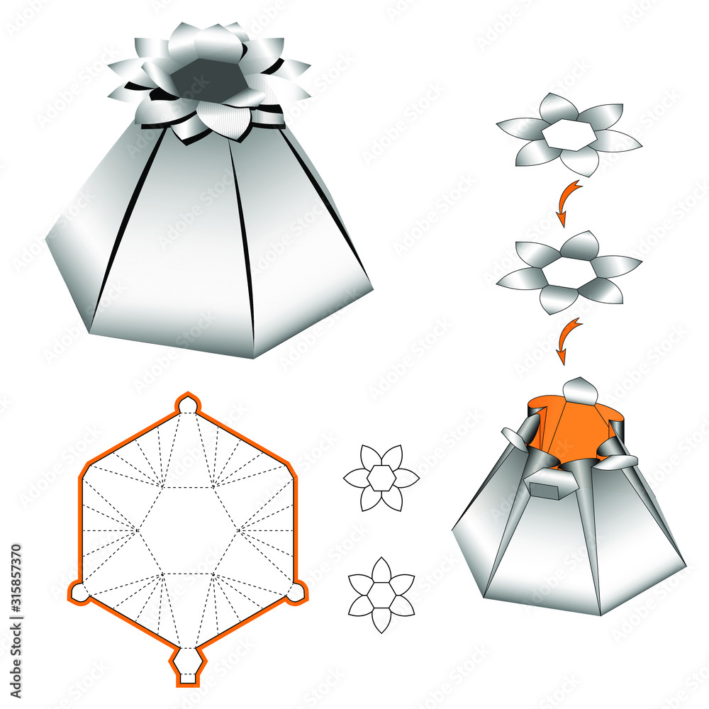 Gift Box Packaging Template Editable Blueprint Layout with Cutting 3d ...