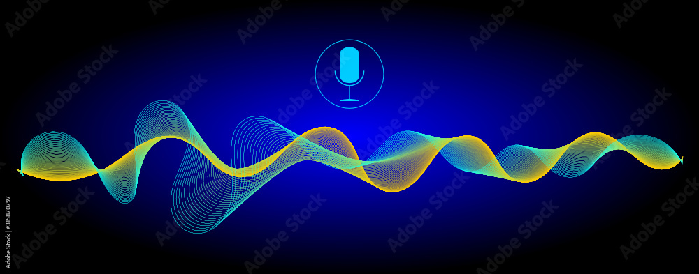 Voice Recognition with a microphone and sound waves - illustration ...