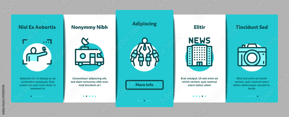 Journalist Reporter Onboarding Mobile App Page Screen Vector ...