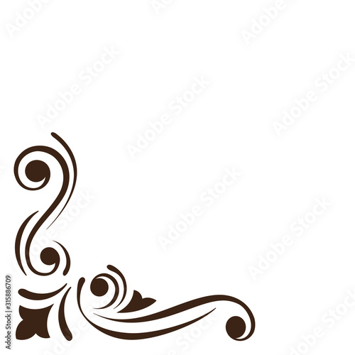Floral corner design. Swirl decorative ornament. Pattern with curve ...
