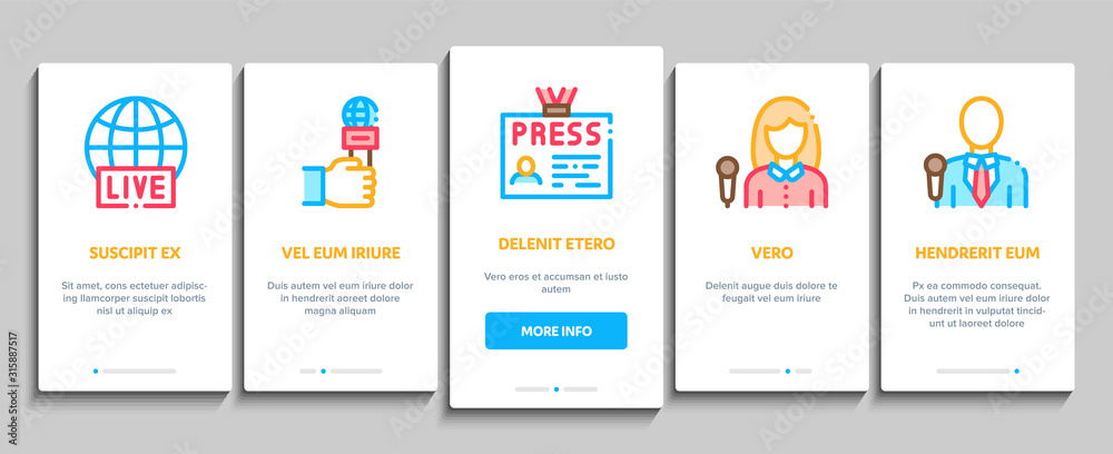 Journalist Reporter Onboarding Mobile App Page Screen Vector ...