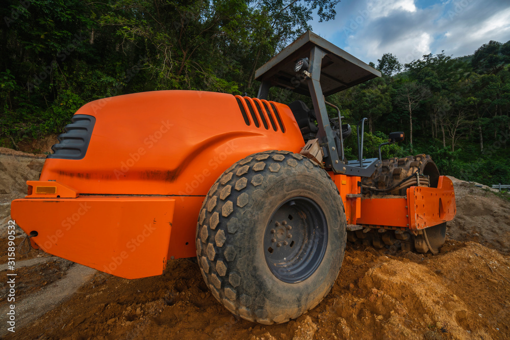 Soil compactor with vibratory padfoot drum. Heavy duty machinery ...