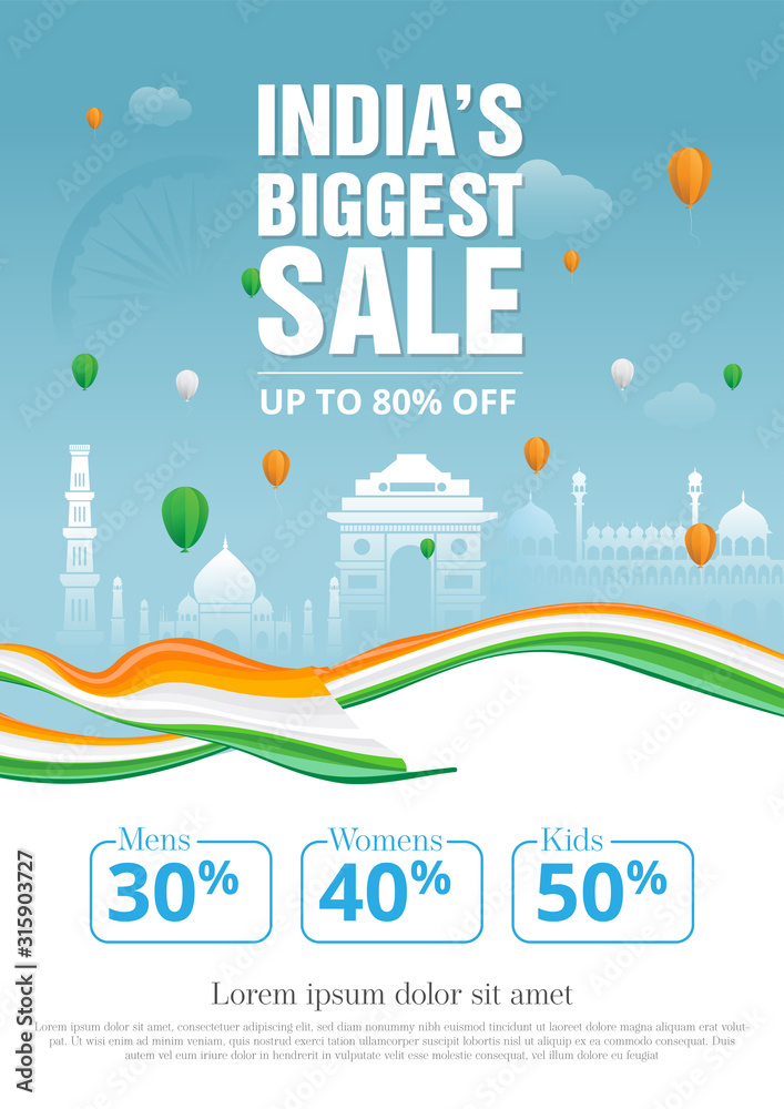 Indian Republic Day Sale Poster Design Template Stock Vector | Adobe Stock