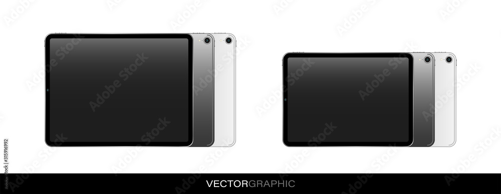 Layout of a personal tablet with a turned off screen. Realistic ...