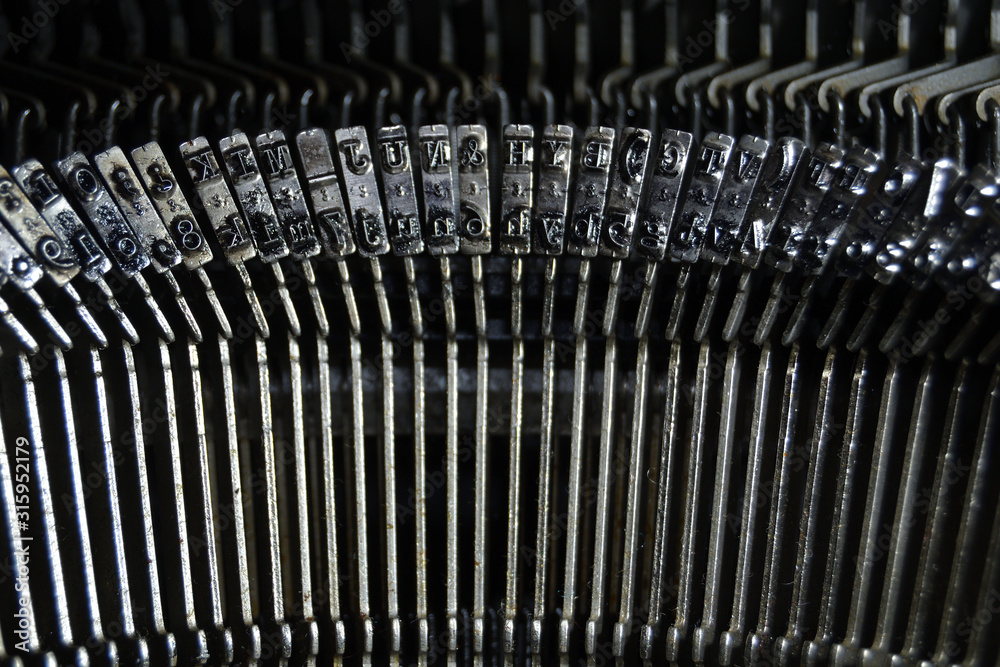 Typo keys with letters and numbers in a old qwerty typewriter Stock ...