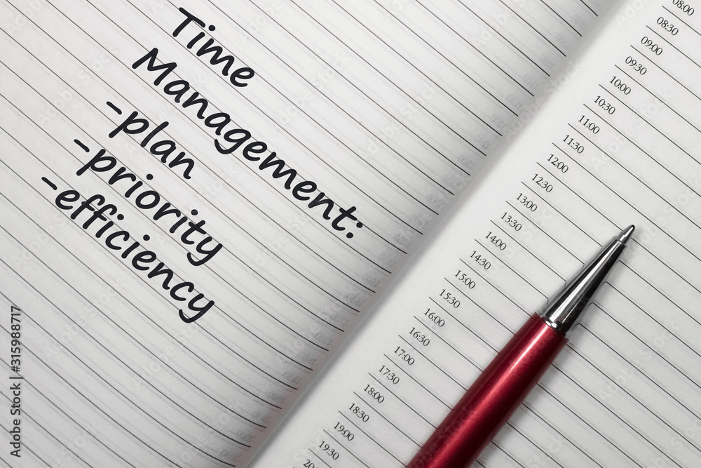 Task List, project management concept, red pen on white paper notepad ...