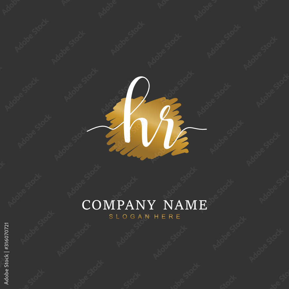 Handwritten initial letter H R HR for identity and logo. Vector logo ...