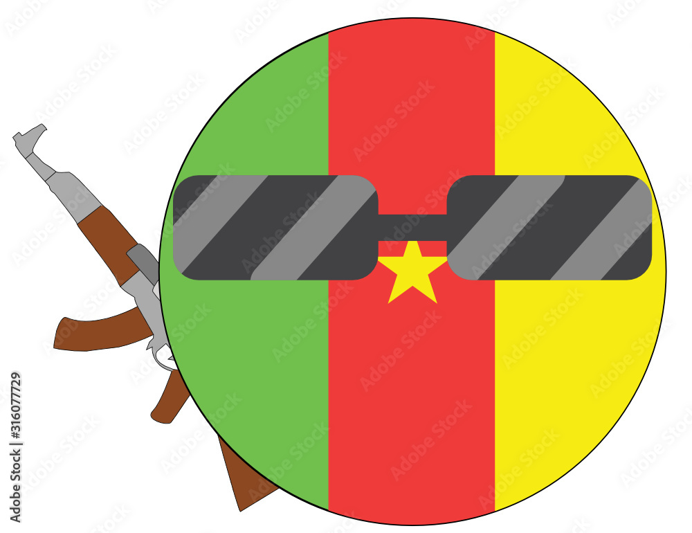 Cool Cameroon flag emoji. Round Cameroonian flag emoticon wearing ...
