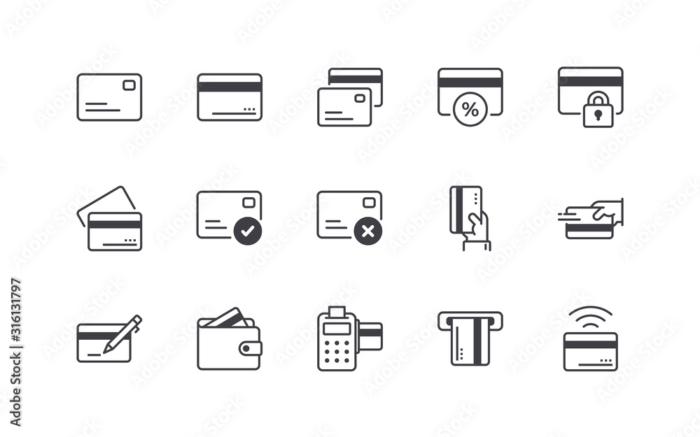 Credit Card Icons Set Stock Vector | Adobe Stock