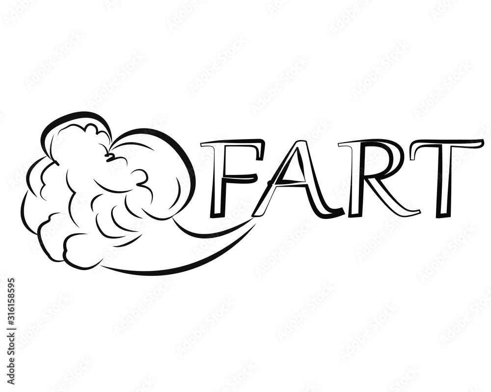 Excess gas from human body. Farting vector illustration. Silhouette ...