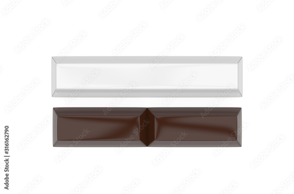 Chocolate bar wrapper mock up template on isolated white background ...