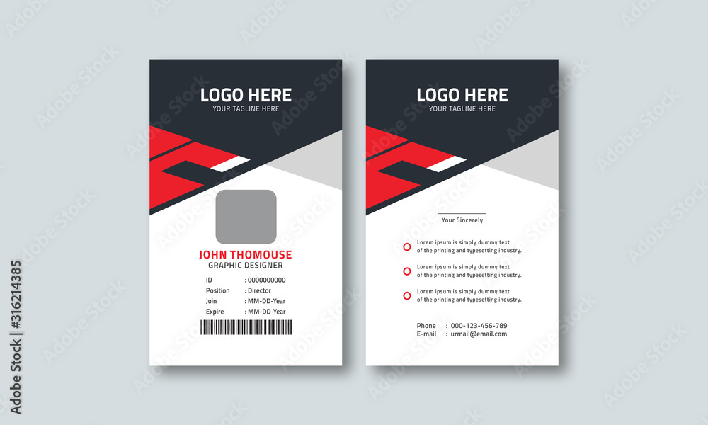Corporate red id card template layout Stock Vector | Adobe Stock