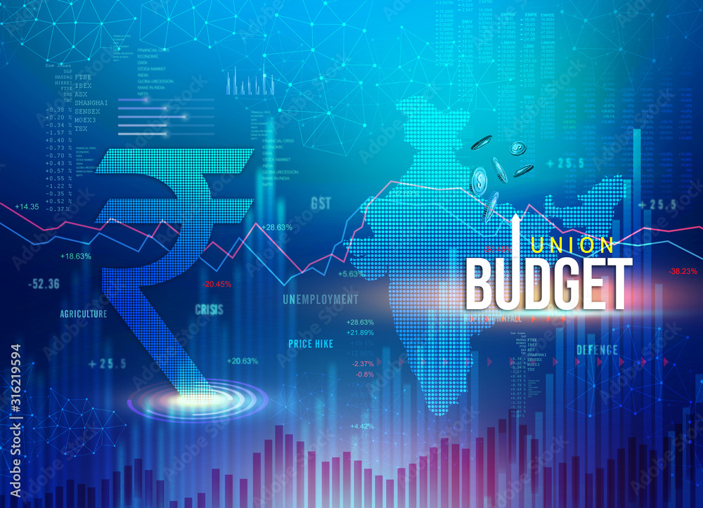 India Union Budget, Indian economy, finance background, Indian rupee ...