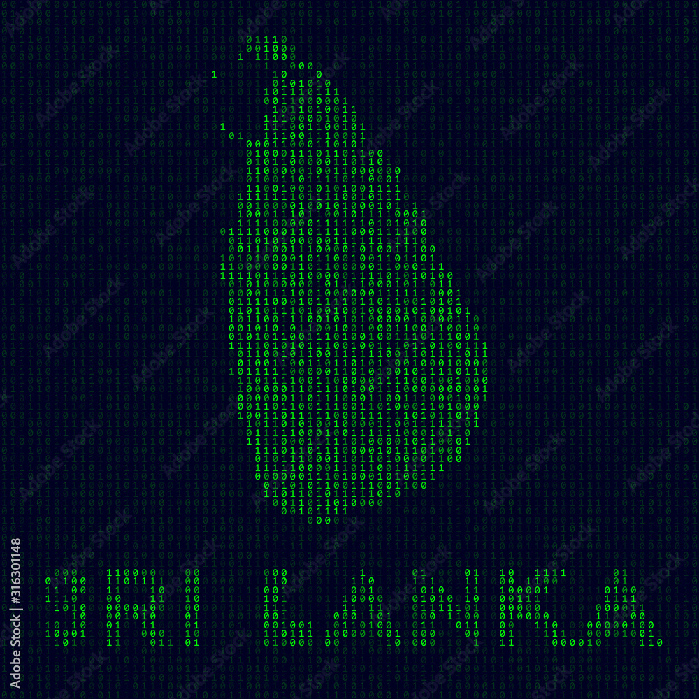 Digital Sri Lanka logo. Country symbol in hacker style. Binary code map ...
