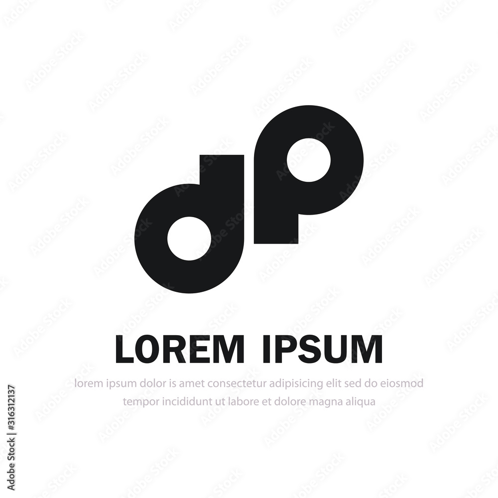 letter logo DP. the combined design of two letters into one symbol that ...