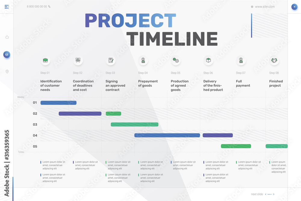 เวกเตอร์ Stock Vector project timeline graph, progress chart of project ...