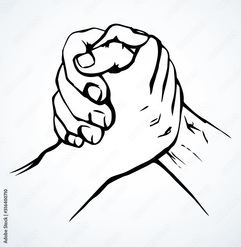 Hand wrestling contest. Vector drawing Stock Vector | Adobe Stock