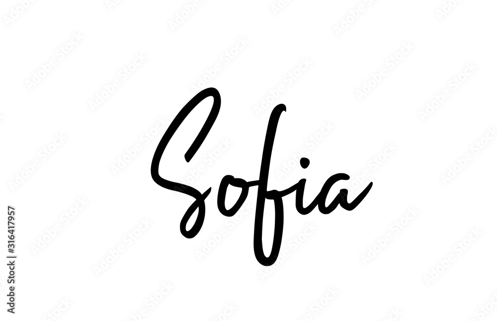 Vector de Stock Sofia capital word city typography hand written text ...