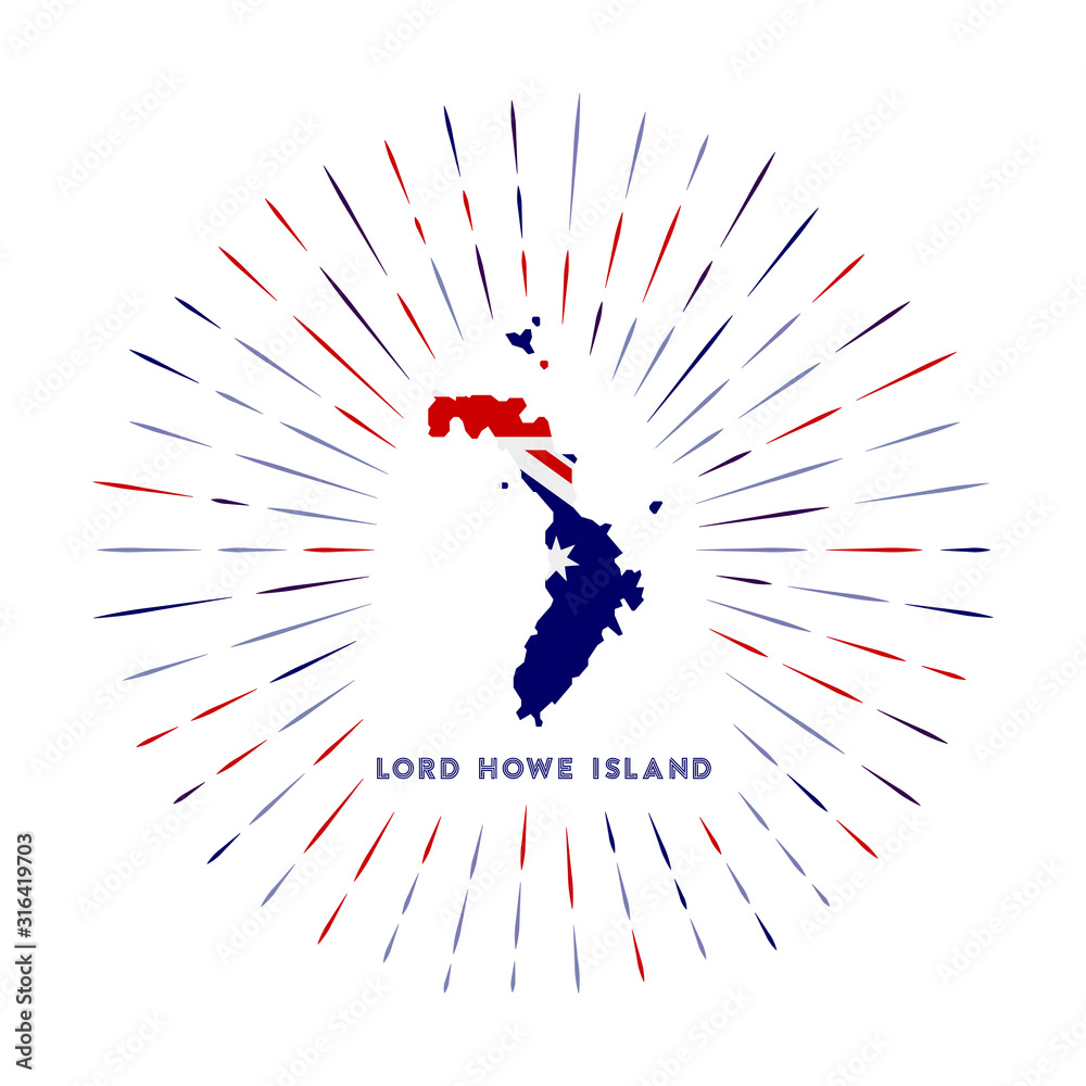 Lord Howe Island sunburst badge. The island sign with a map of Lord ...
