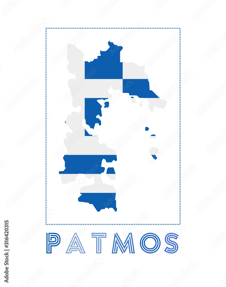 Vektor Patmos Logo. Map of Patmos with island name and flag. Appealing ...