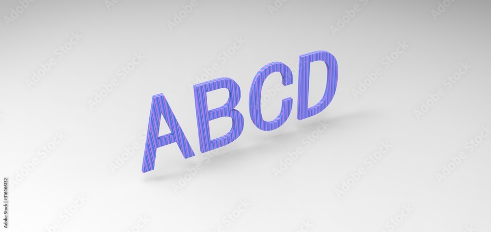 3D font "ABCD" in white background Stock Illustration | Adobe Stock