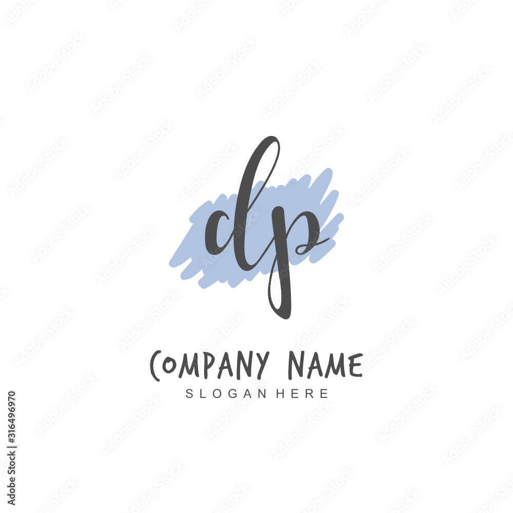 Handwritten initial letter D P DP for identity and logo. Vector logo ...