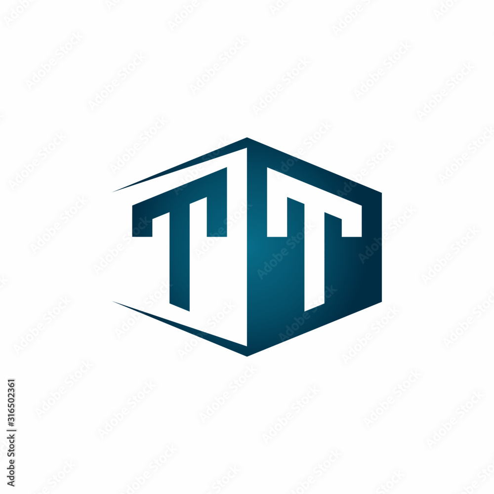 TT monogram logo with hexagon shape and negative space style ribbon ...