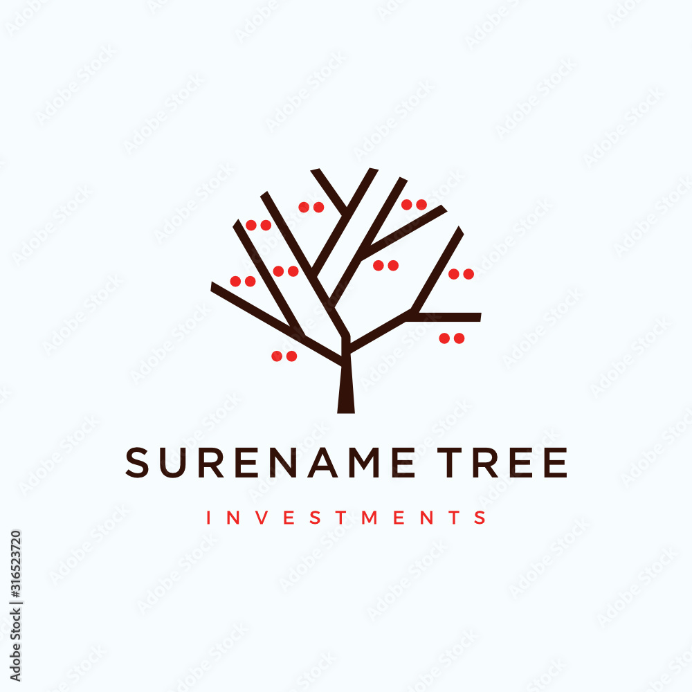 Cherry tree logo inspiration vector icon illustration custom logo ...