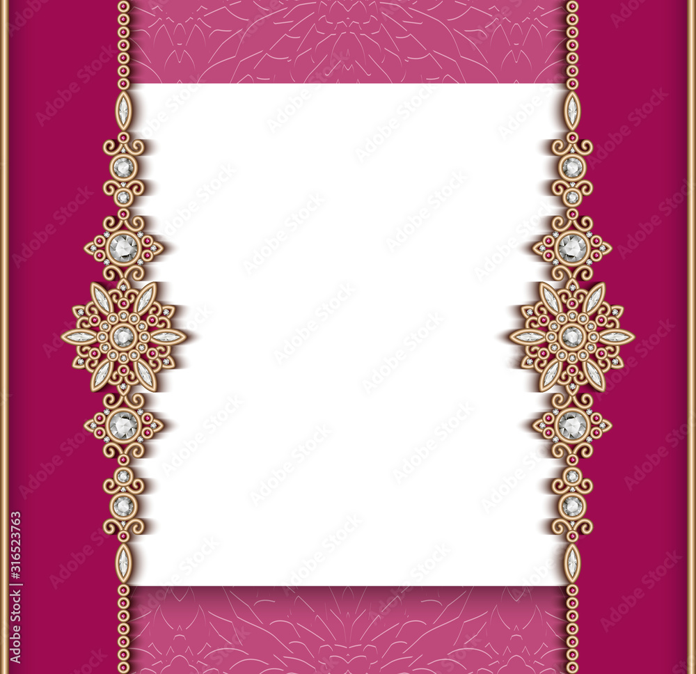 Vintage ornamental background with jewelry border pattern, antique ...