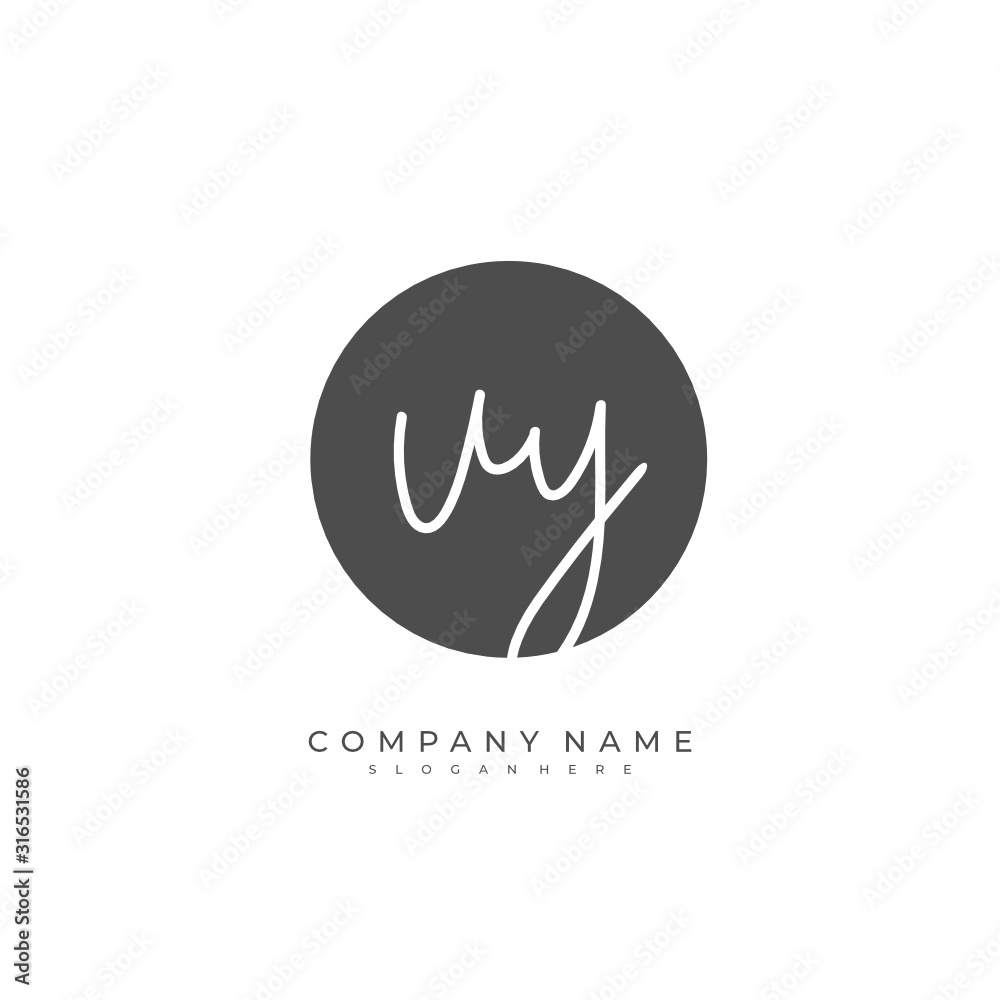 Handwritten initial letter U Y UY for identity and logo. Vector logo ...