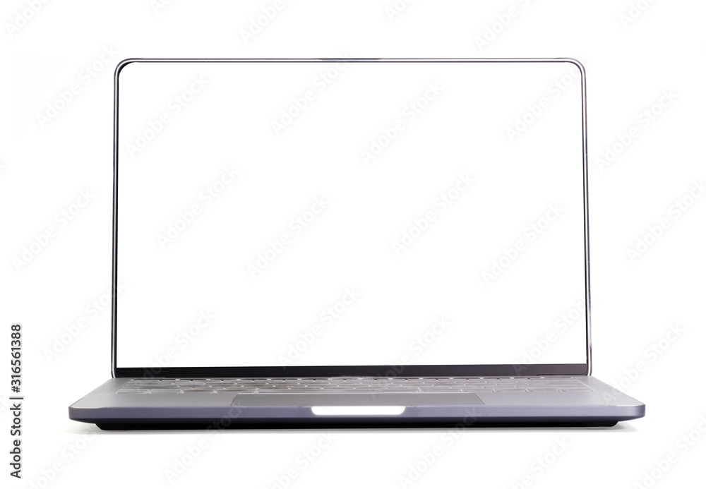 Blank form of laptop computer frame with white background for add ...
