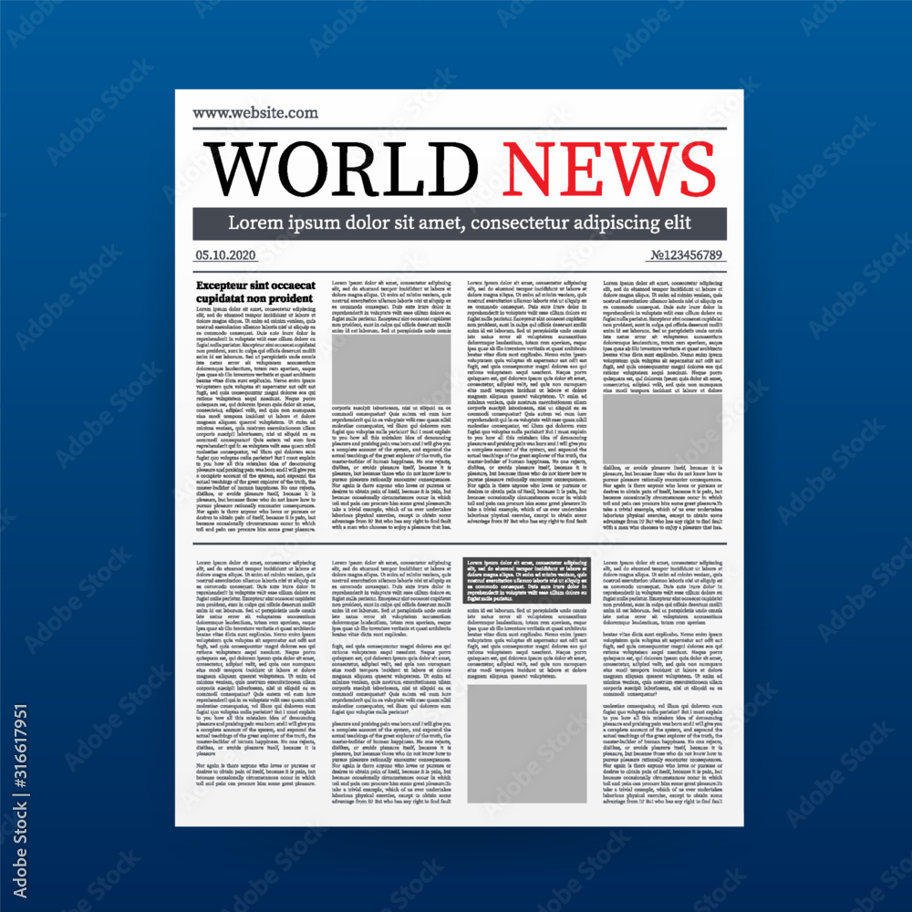 Vector mock up of a blank daily newspaper. Fully editable whole ...