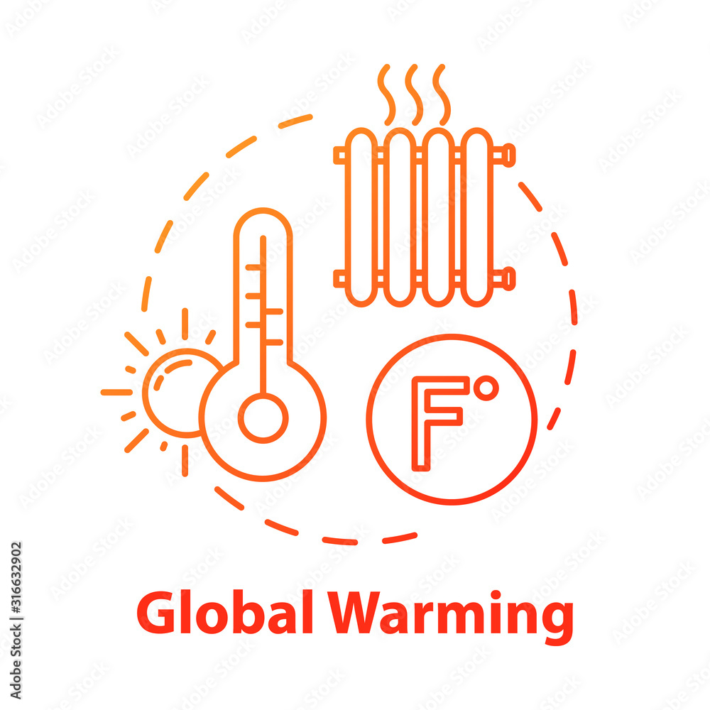 Global warming concept icon. Heat wave. High temperature. Industrial ...