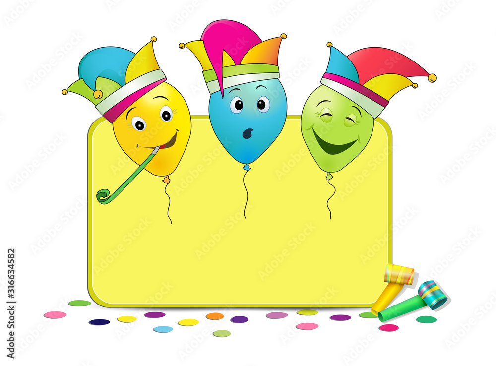 Vetor Fasching und Karneval blanko Karte mit bunte und lustige ...