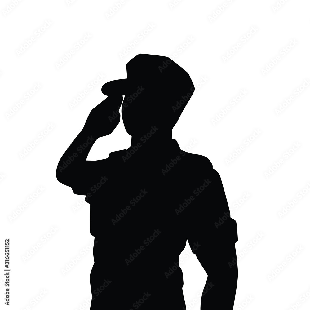 Soldier Salute Silhouette Vector Silhouette Of An Army Soldier