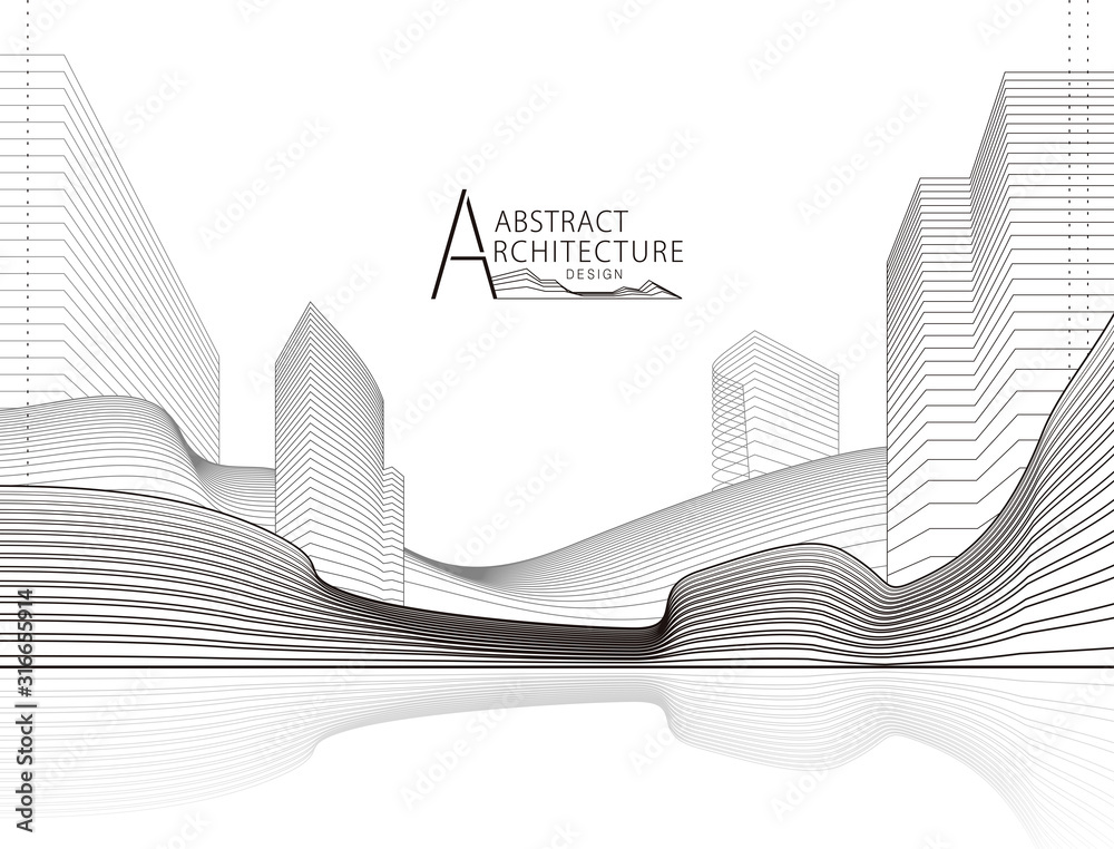 Architecture building construction perspective design, abstract modern ...