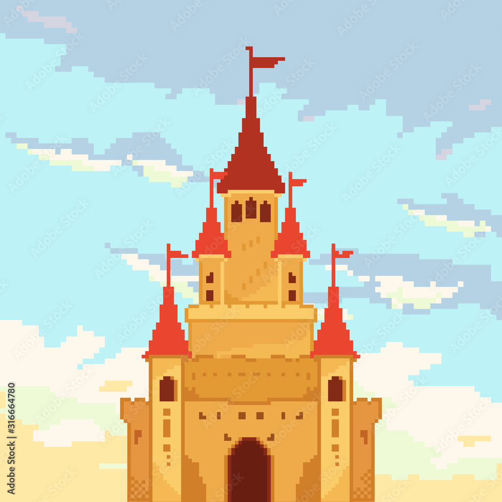 Pixel castle for games and web sites. Castles and fortresses vector ...