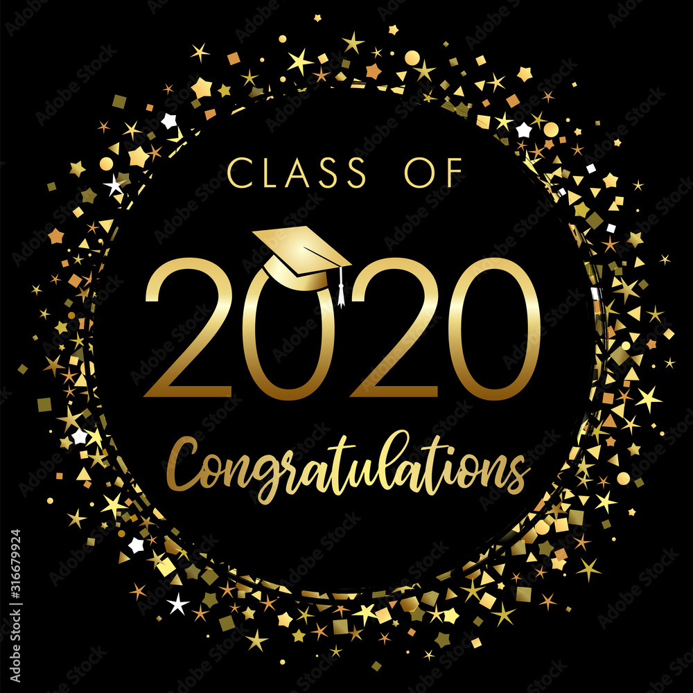 Class of 2020 year graduation banner, awards concept. Shining sign ...