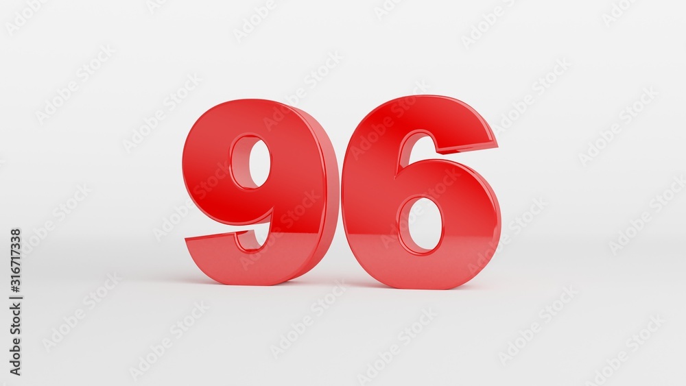 Ilustración de Stock Number 96 in glossy red color on white background ...