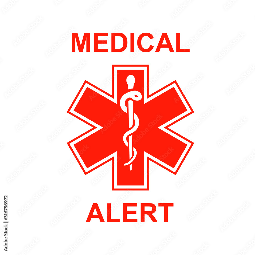 Medical alert sign. Clipart image isolated on white background Stock ...