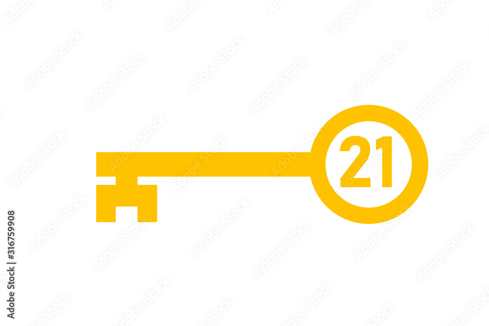 21st birthday key icon. Clipart image isolated on white background ...